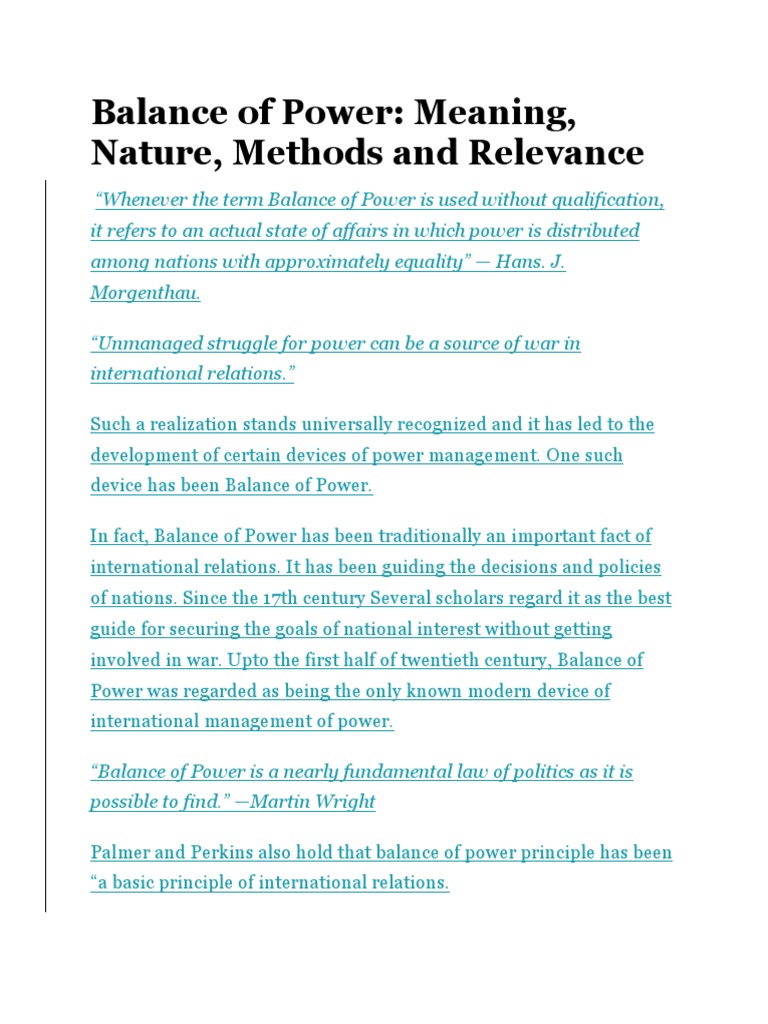 Understanding Balance of Power Theory | PDF | International Relations ...