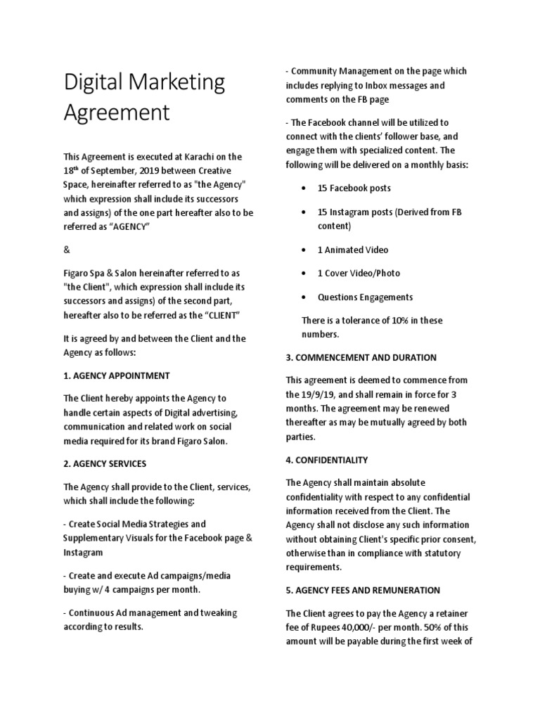 DIgital Marketing Contract | PDF | Facebook | Invoice