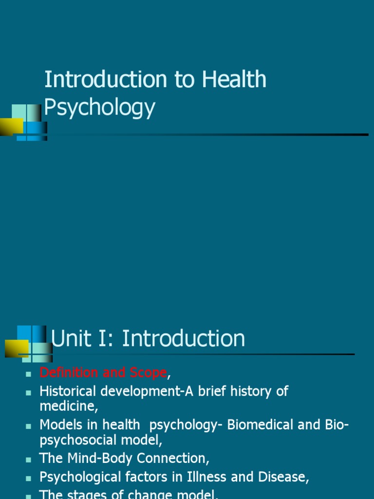 Introduction To Health Psychology | PDF | Health Psychology | Psychology