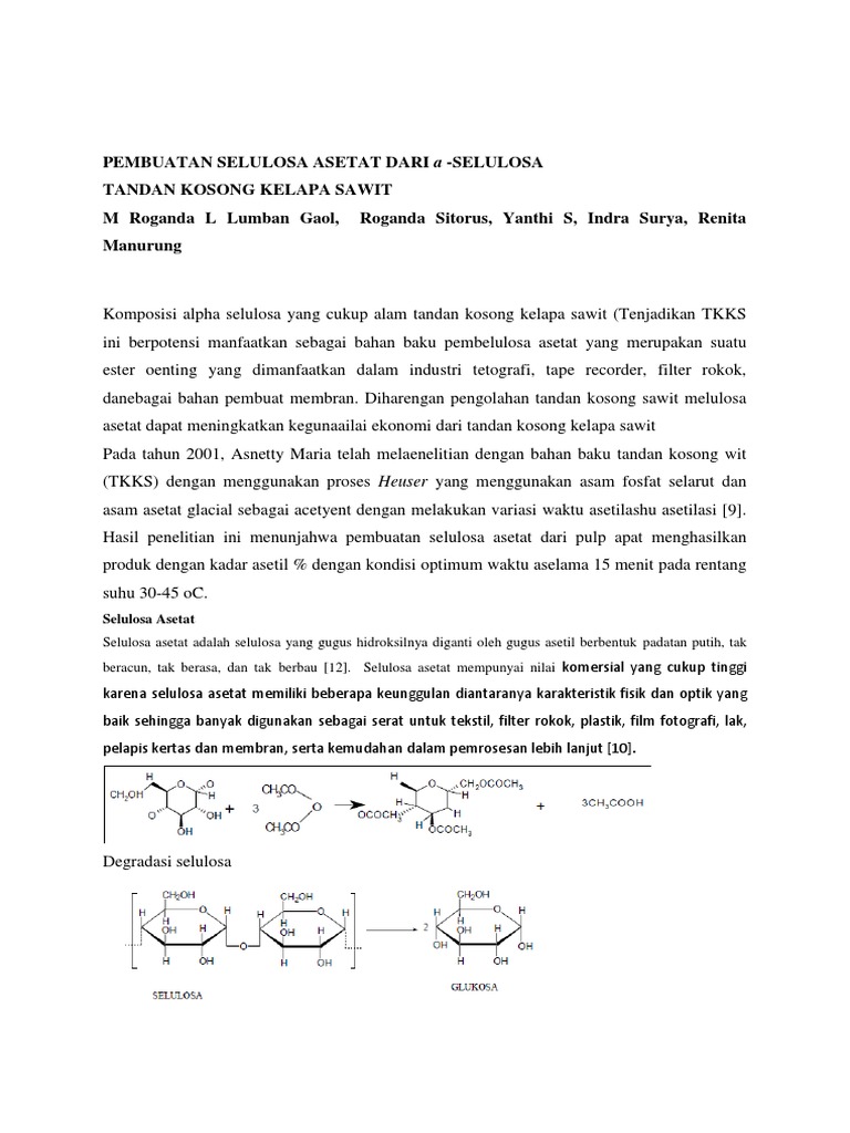 Pembuatan Selulosa Asetat Dari A | PDF