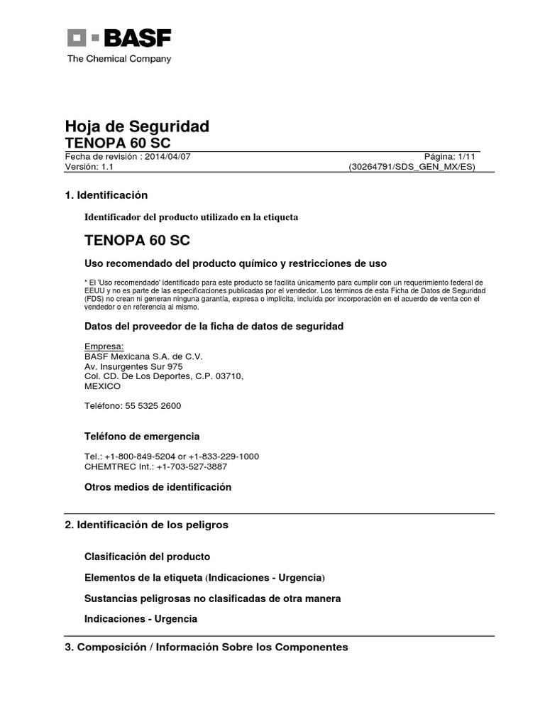Tenopa 60SC | PDF | Agua | Contaminación