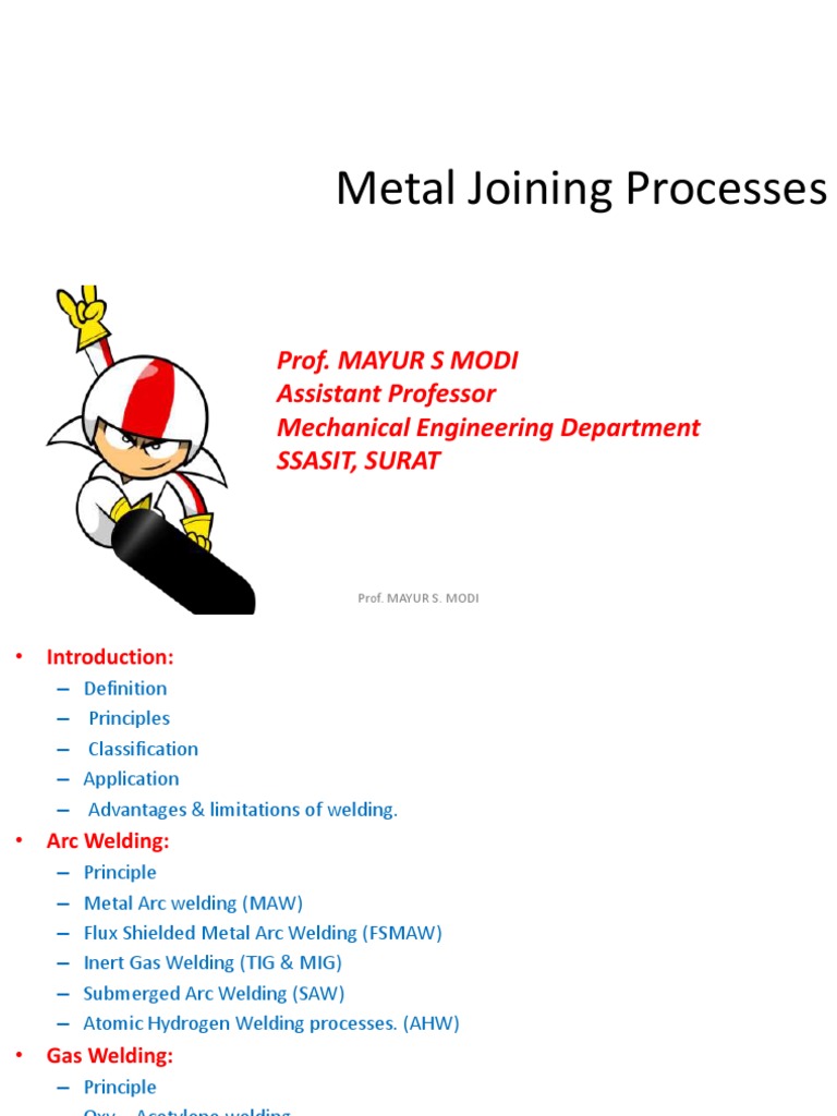 Metal Joining Processes: Prof. Mayur S Modi Assistant Professor ...