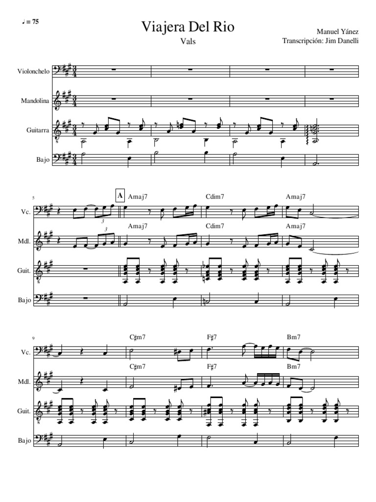 Viajera Del Rio Cello-Partitura - y - Partes | PDF | Deportes