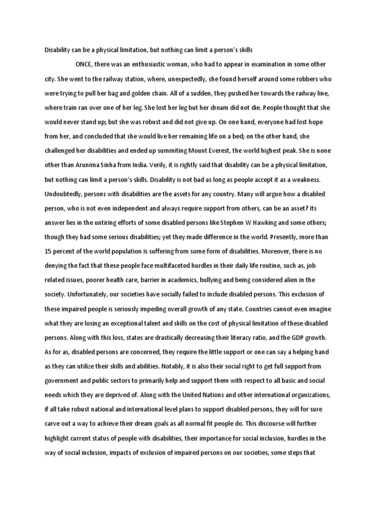 Essay 1 | PDF | Disability | Mental Disorder