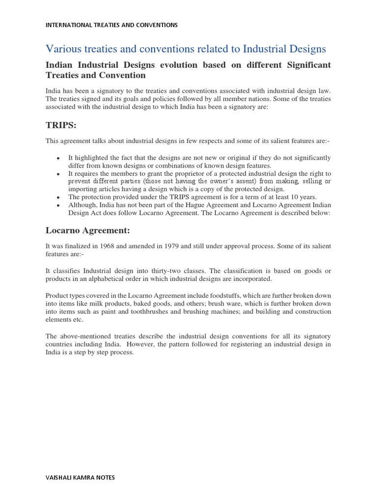 International Treaties And Convention Pdf Trips Agreement