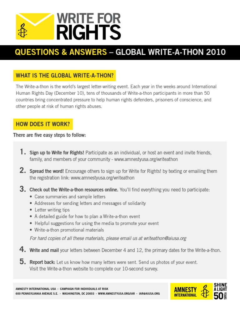Write For Rights: Amnesty International's Annual Write-a-Thon ...