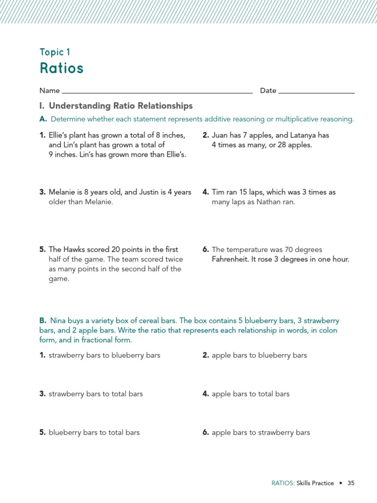 Ratios Skills Packet CL 2019 2020 | PDF | Ratio | Nature