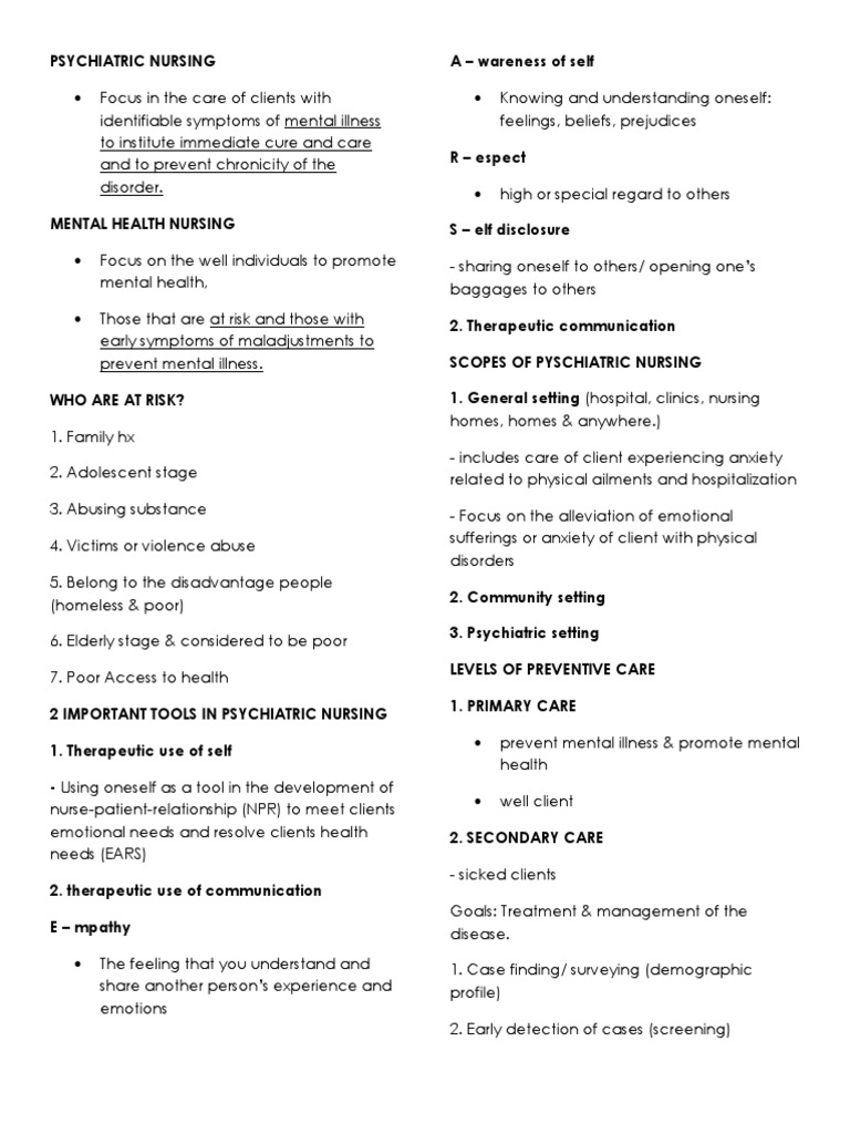 Psychiatric Nursing | PDF | Mental Disorder | Schizophrenia