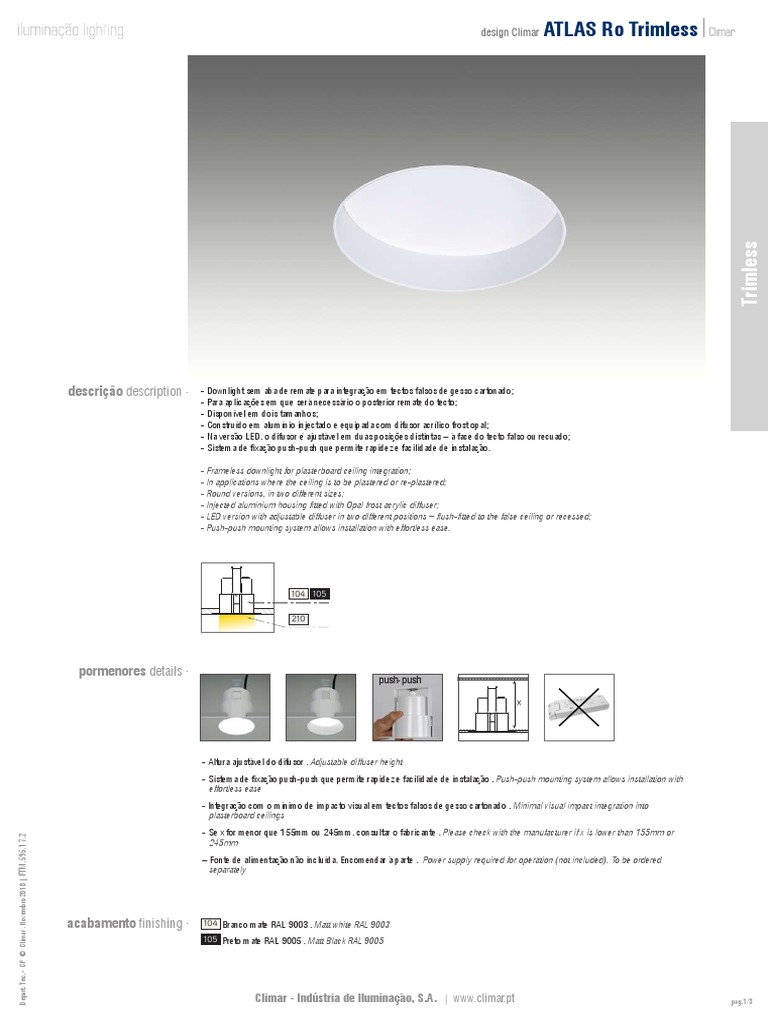 Climar Atlas Ro Trimless Ftm595 PT en | PDF | Luz | Materiais