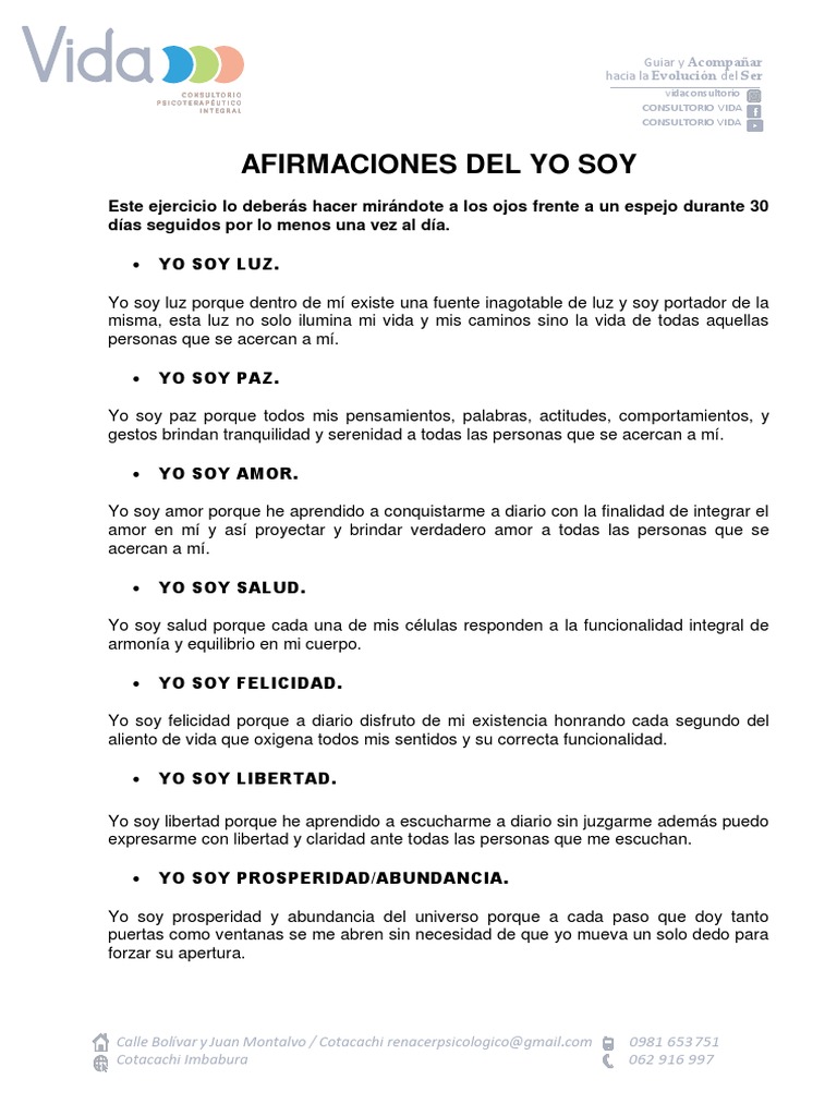 Afirmaciones Yo Soy | PDF