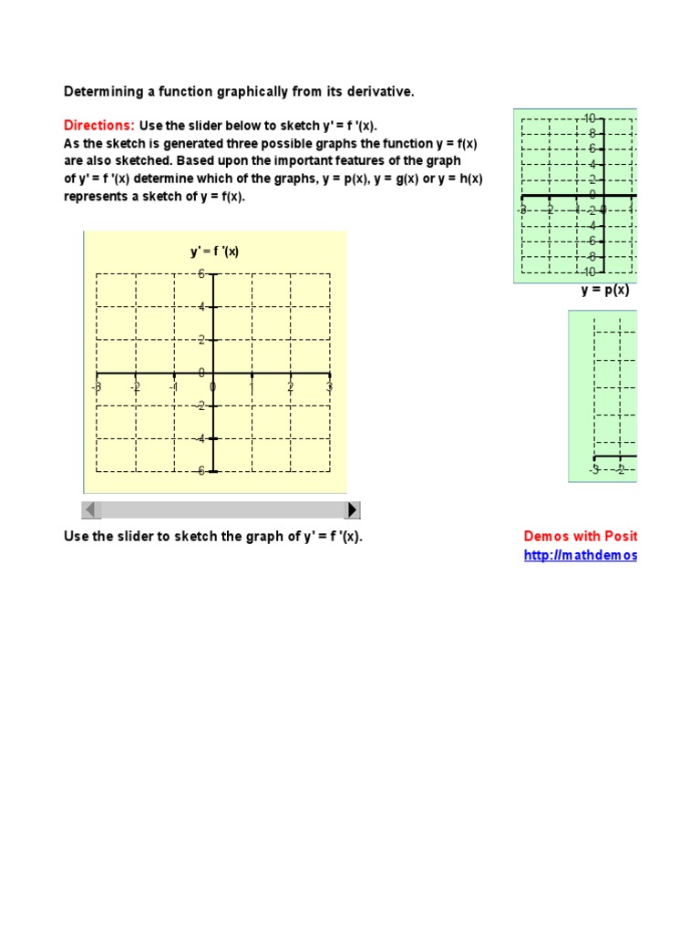 Directions:: Determining A Function Graphically From Its Derivative | PDF