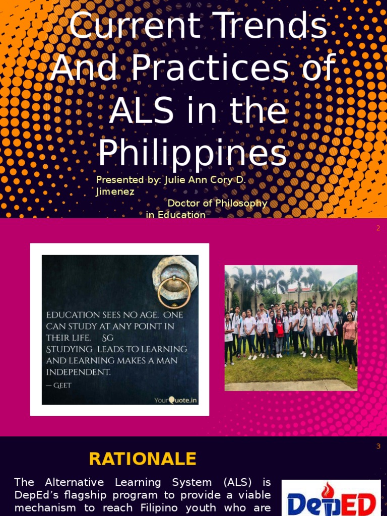 Trends in ALS Education in the Philippines | PDF | Curriculum | Teachers