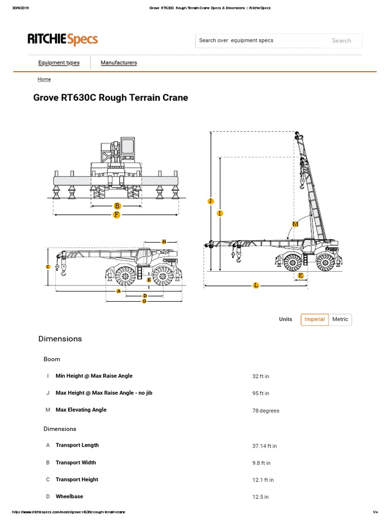 Grove RT630C Rough Terrain Crane Specs & Dimensions - RitchieSpecs ...