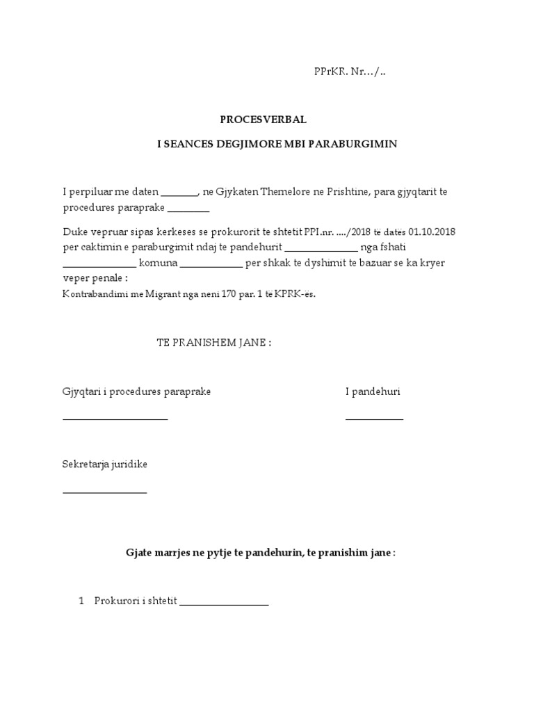 Procesverbal, Shembull | PDF