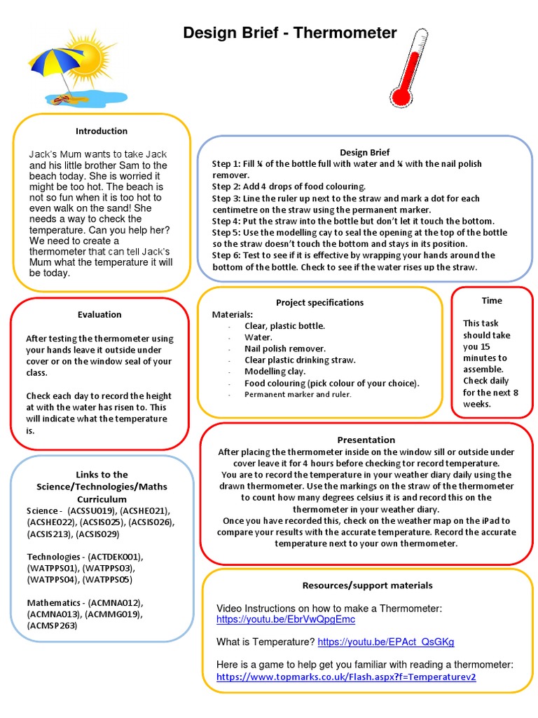 Design Brief Template | PDF | Thermometer | Bottle