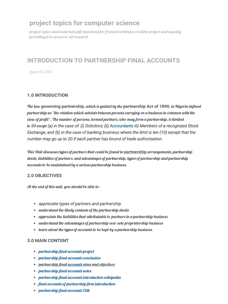 Introduction to Partnership Accounts | PDF | Private Law | Companies
