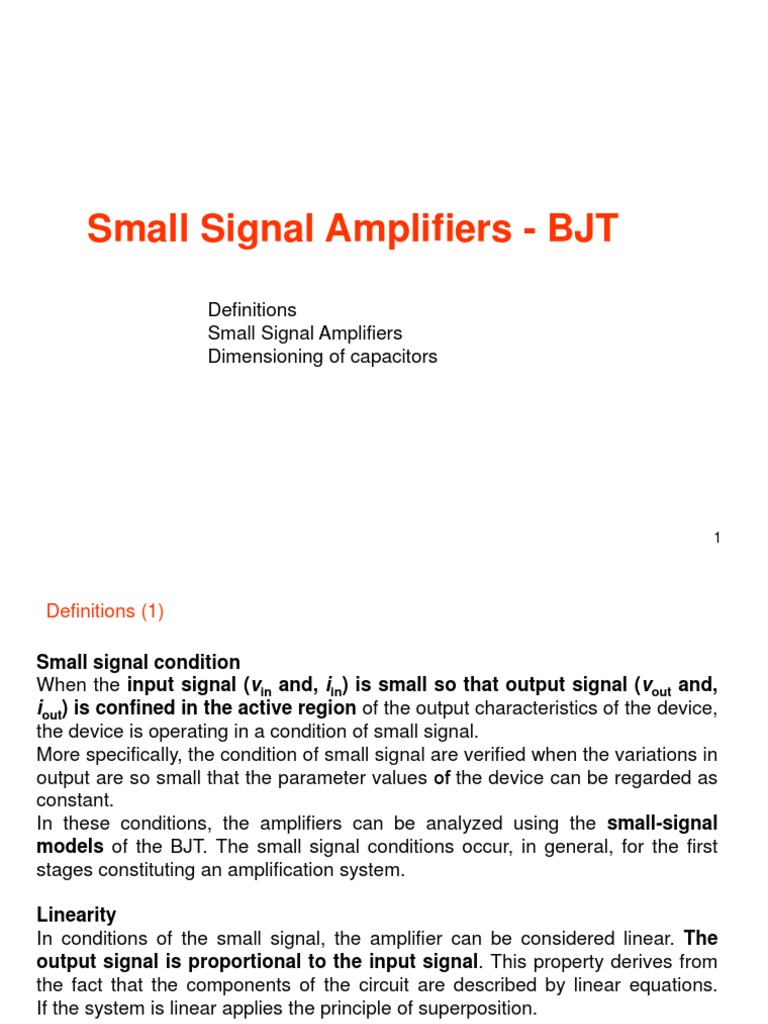 Small Signal Amplifier - BJT-1-25 | PDF | Amplifier | Linearity