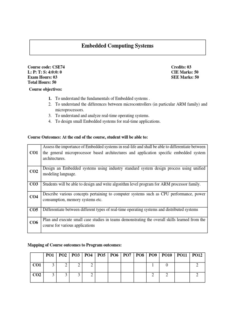 Embedded Computing Systems Course | PDF | Central Processing Unit | Embedded System