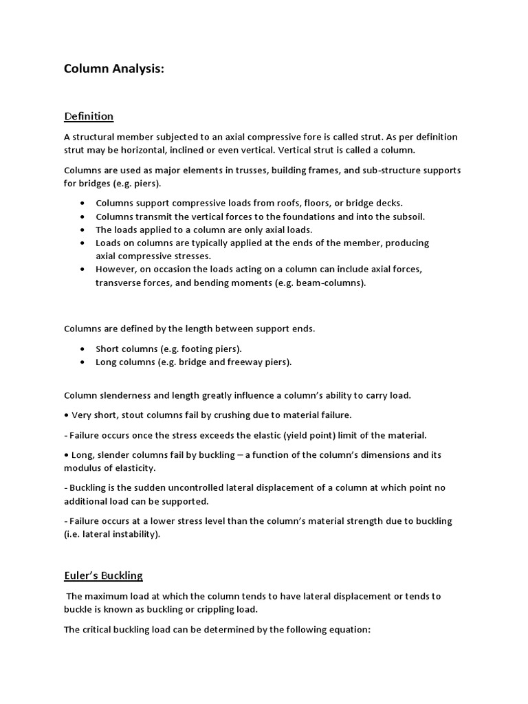 Column Analysis | PDF | Buckling | Column