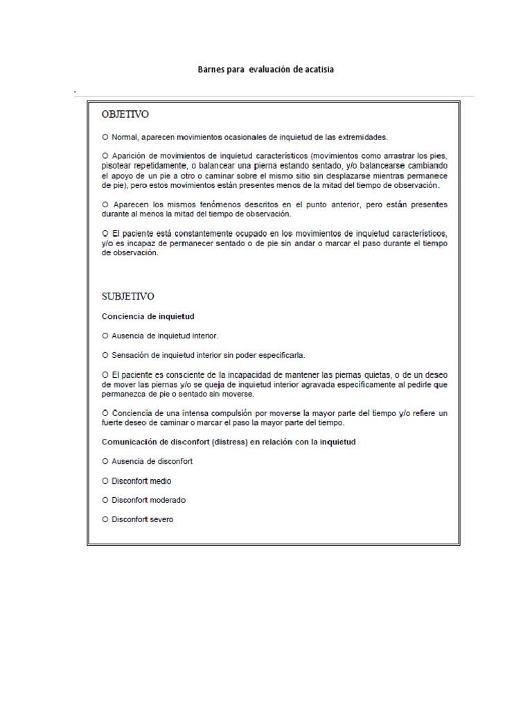 Barnes Para Evaluación de Acatisia | PDF