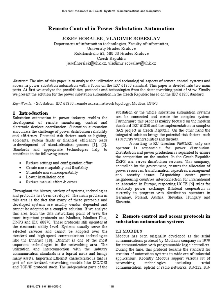 Remote Control in Substation Automation | PDF | Computer Network | Osi ...