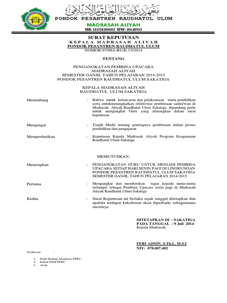 Pondok Pesantren Raudhatul Ulum: Madrasah Aliyah | PDF