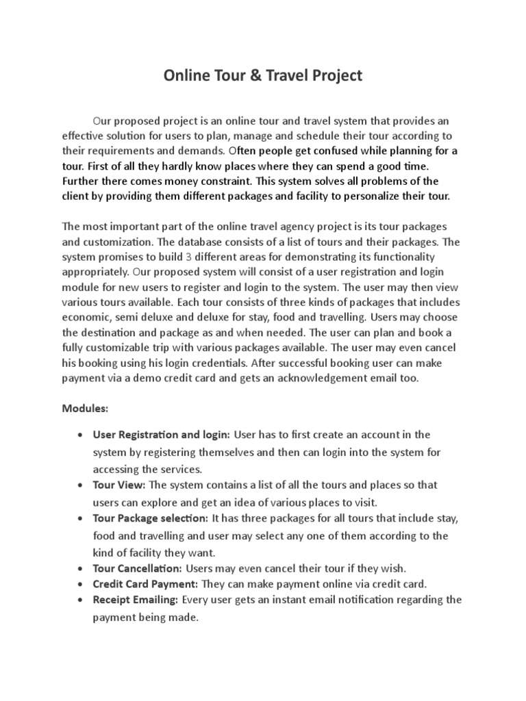 Online Tour & Travel Project: Modules | PDF | Internet | Credit Card