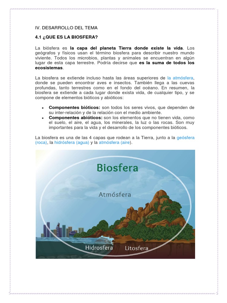 La Biosfera: Definición y Componentes | PDF | Tierra | Ecosistema