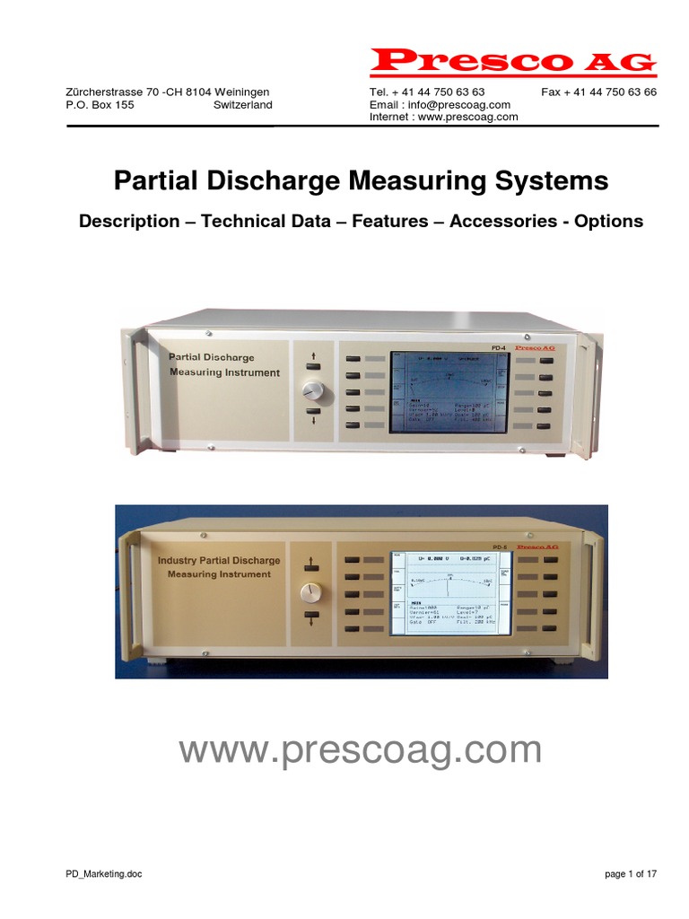 Presco: Partial Discharge Measuring Systems | PDF | Capacitor | Transformer