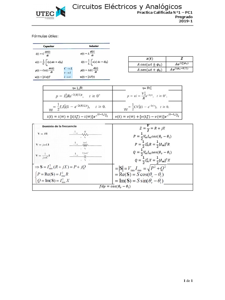 Fórmulas de Circuitos Eléctricos | PDF