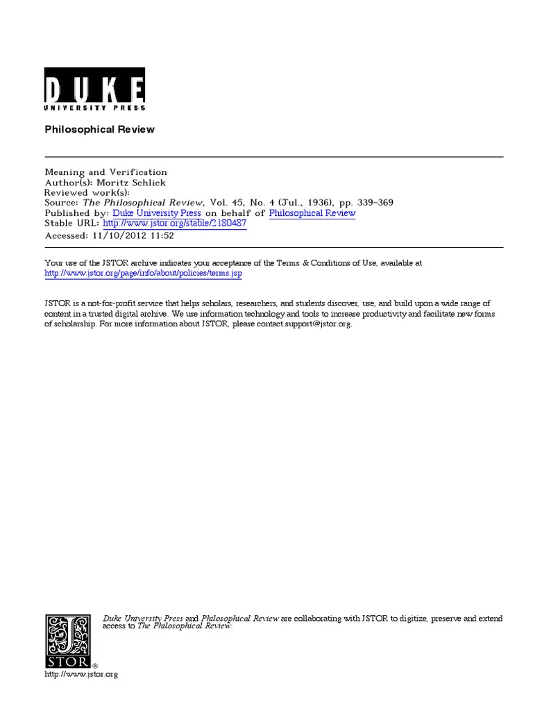 Schlick Meaning | PDF | Publishing | Scholarly Communication