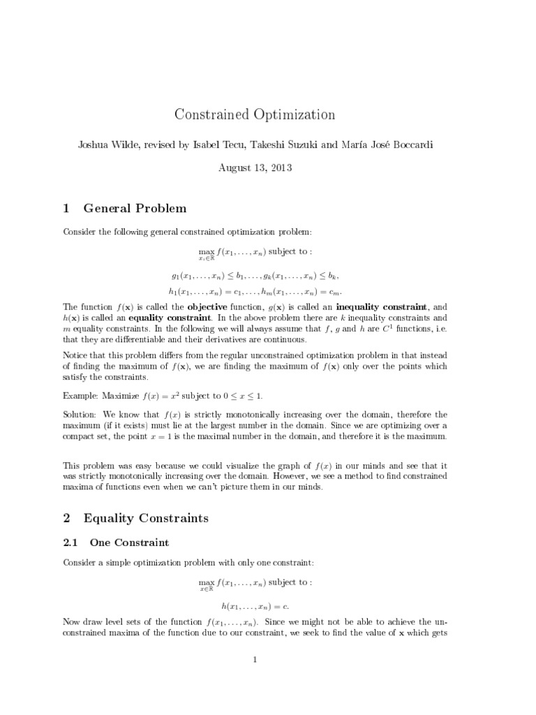 Constrained Optimization | PDF | Mathematical Optimization | Numerical ...
