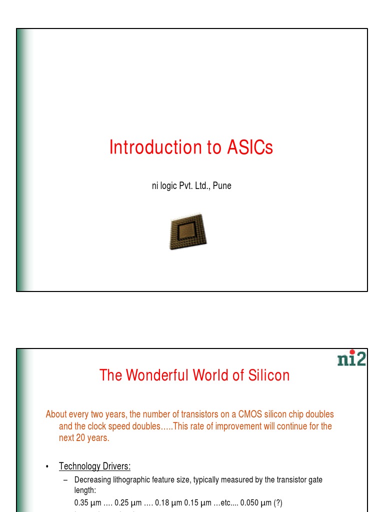 Introduction To Asics: Ni Logic Pvt. LTD., Pune | PDF | Field Programmable Gate Array ...
