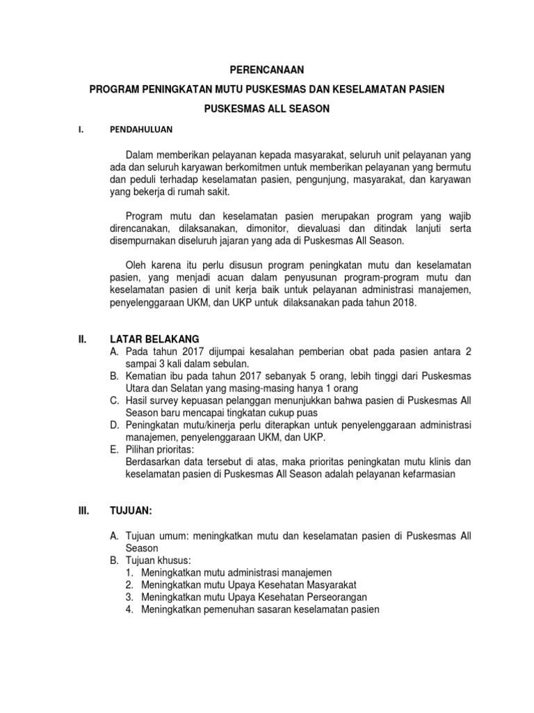 16.contoh Program Peningkatan Mutu Puskesmas Dan Keselamatan Pasien - 1 ...