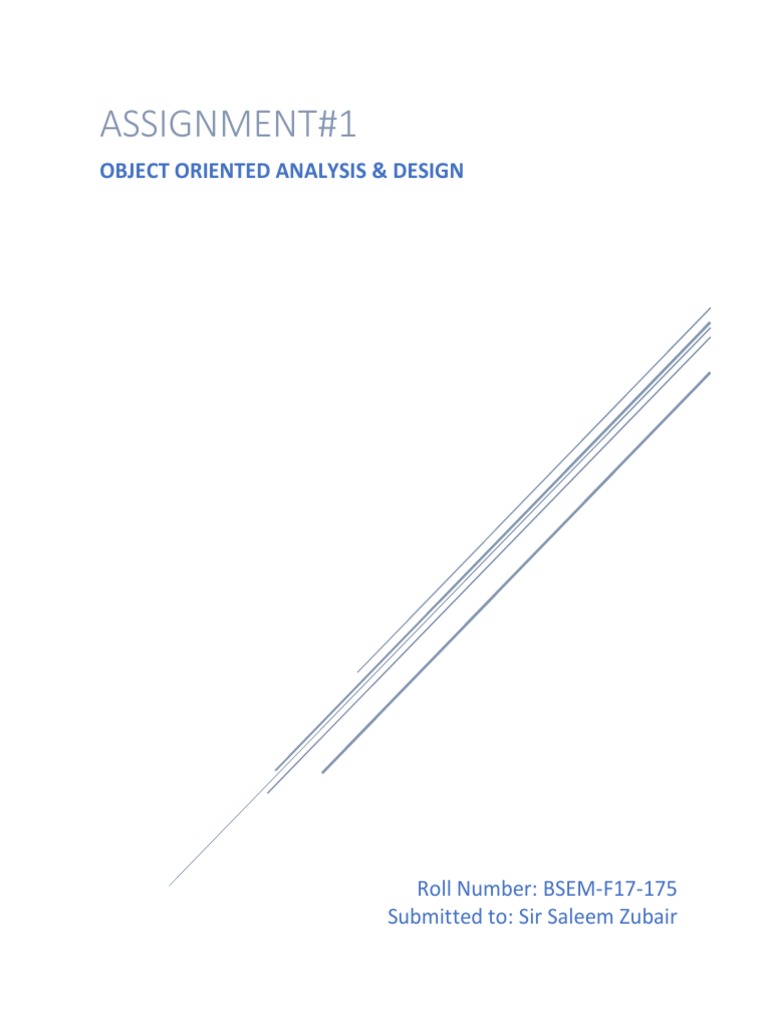 Assignment#1: Object Oriented Analysis & Design | PDF