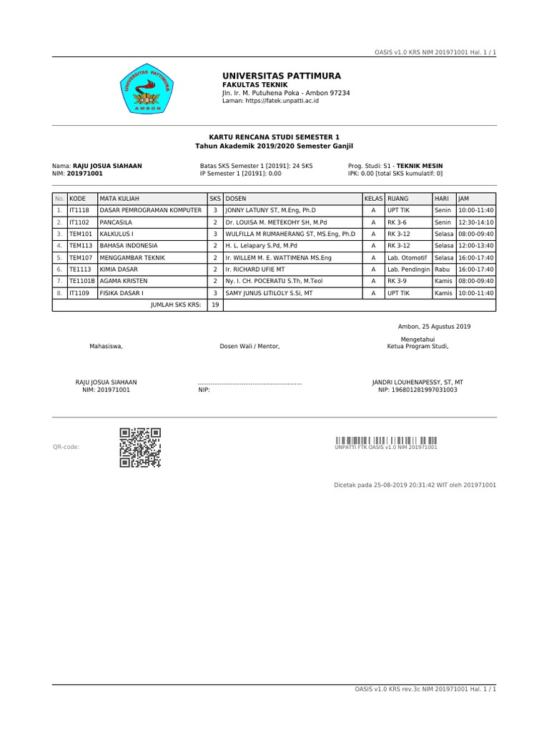 OASIS v1.0 KRS Schedule | PDF