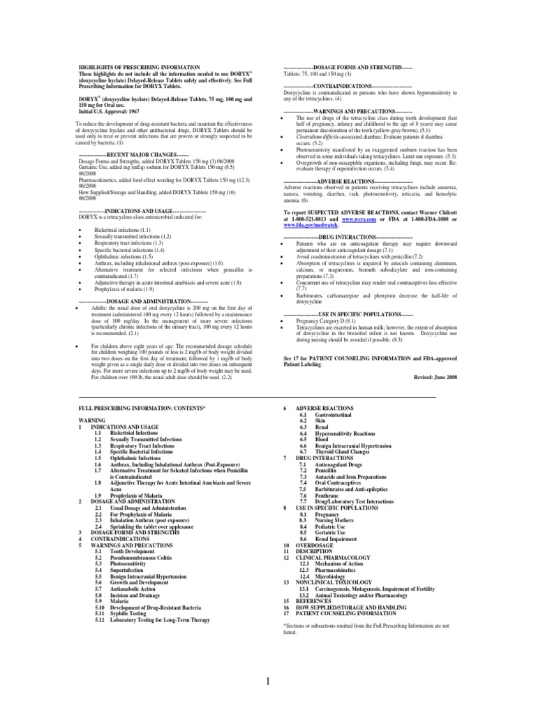 Doxycycline | PDF | Dose (Biochemistry) | Chemistry