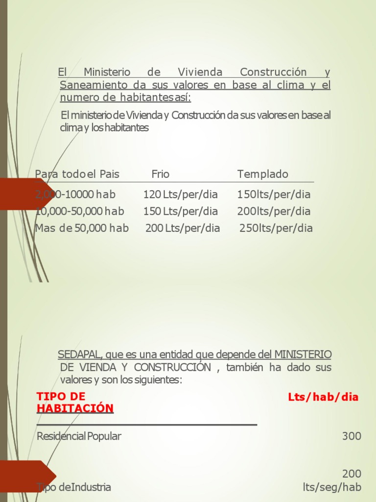 Tablas de Dotación y Consumo | PDF | Agua | Naturaleza