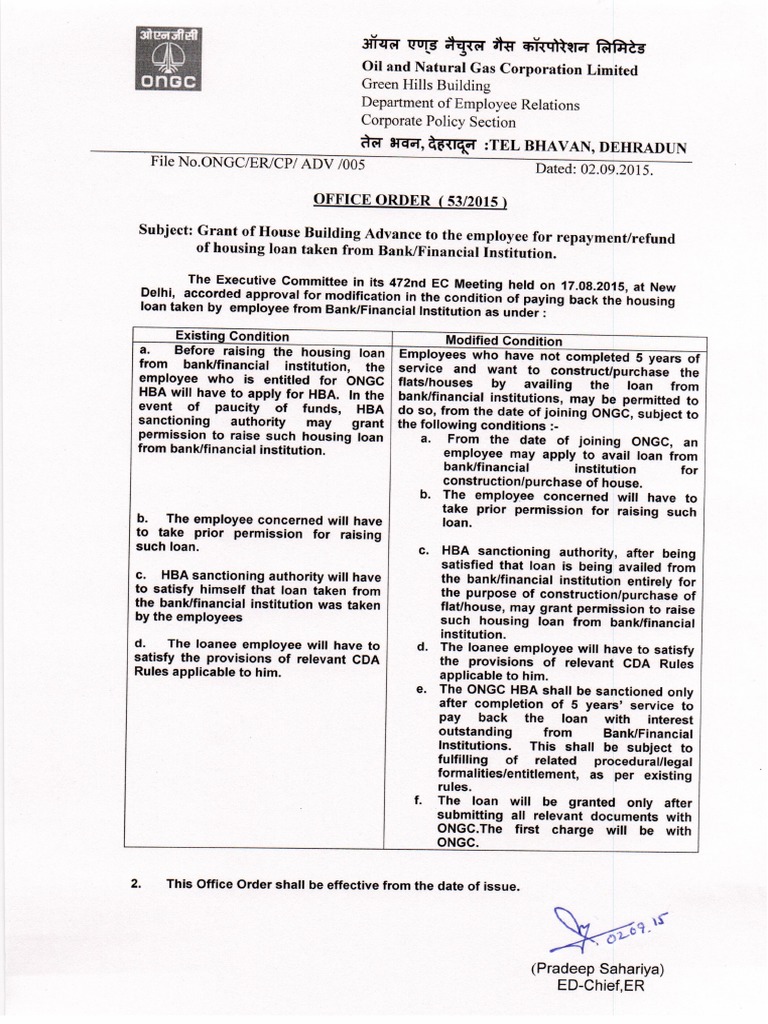 HBA Rules ONGC Employee PDF | PDF