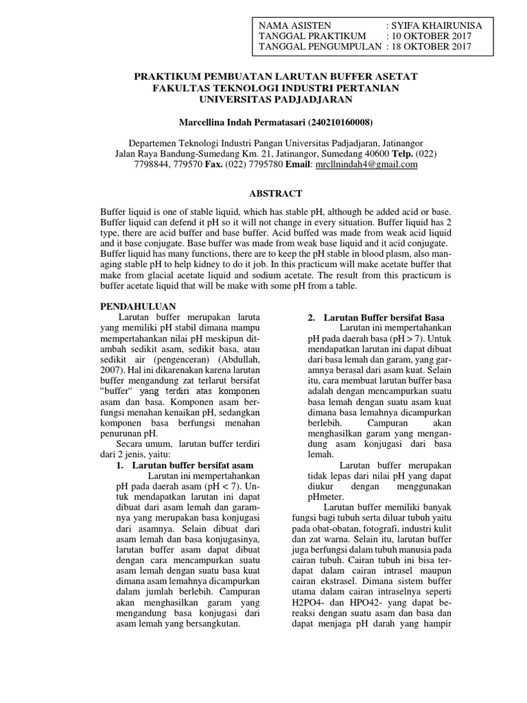 Praktikum Pembuatan Larutan Buffer Asetat | PDF
