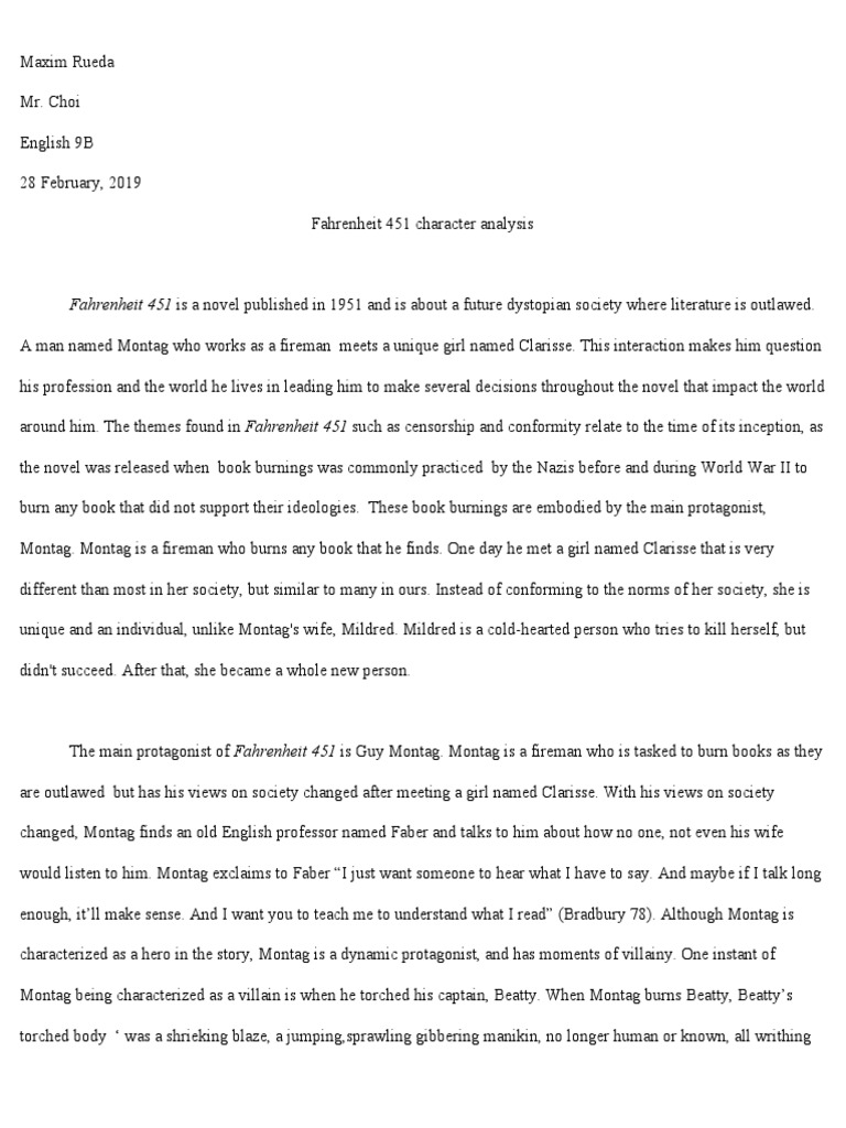 Fahrenheit 451 Essay | PDF