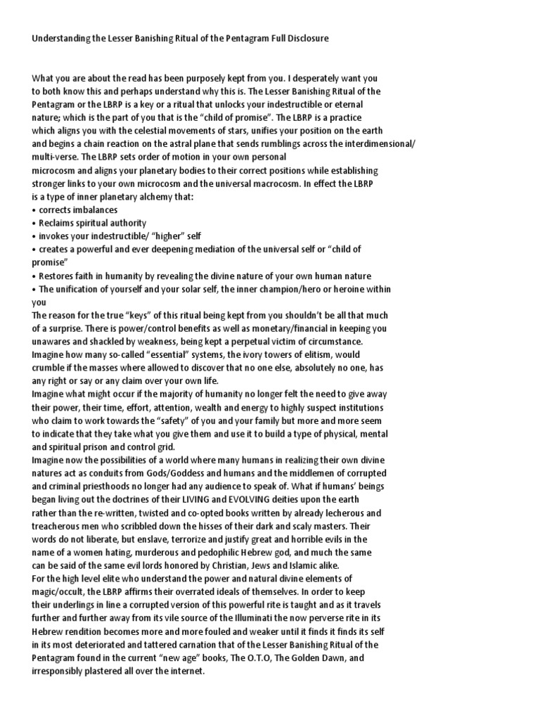Understanding The Lesser Banishing Ritual of The Pentagram | PDF ...