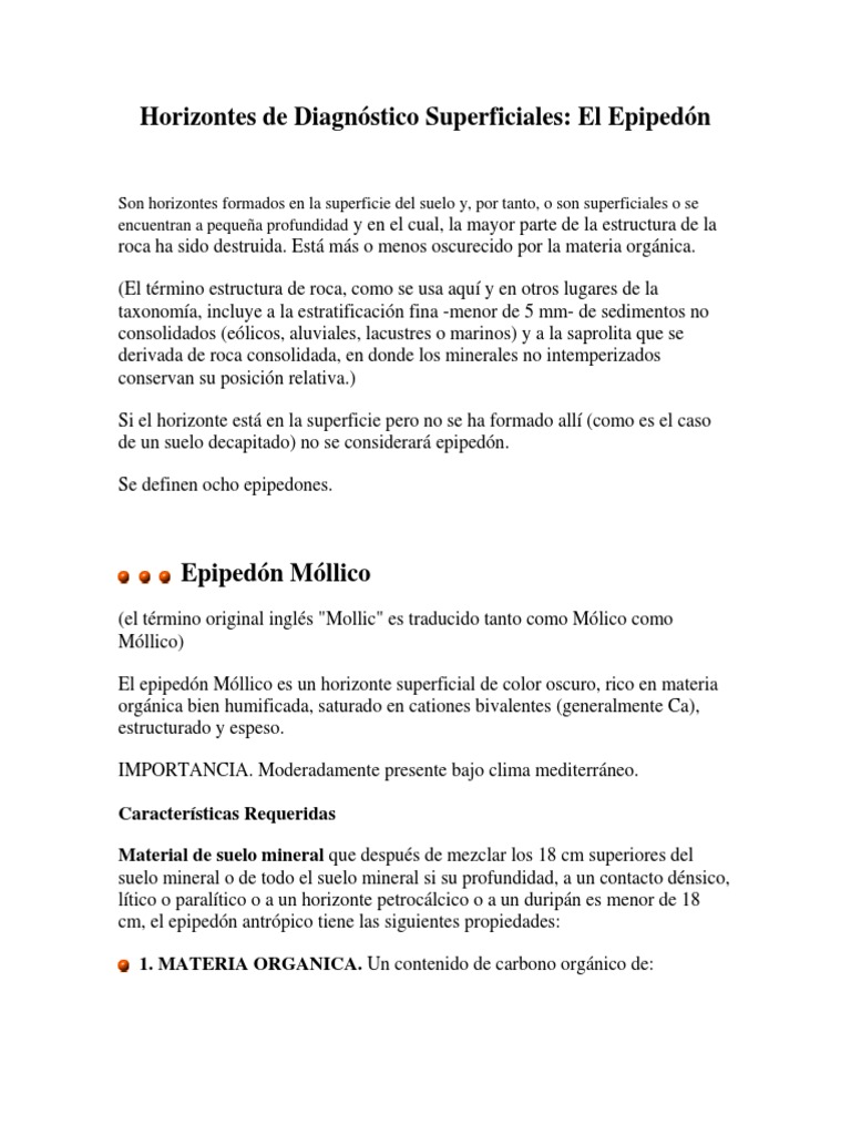 Epipedones: Tipos y Características | PDF | Suelo | Minerales