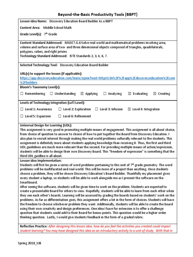 Itec3300 BBPT Lesson Idea | PDF | Area | Teaching Mathematics