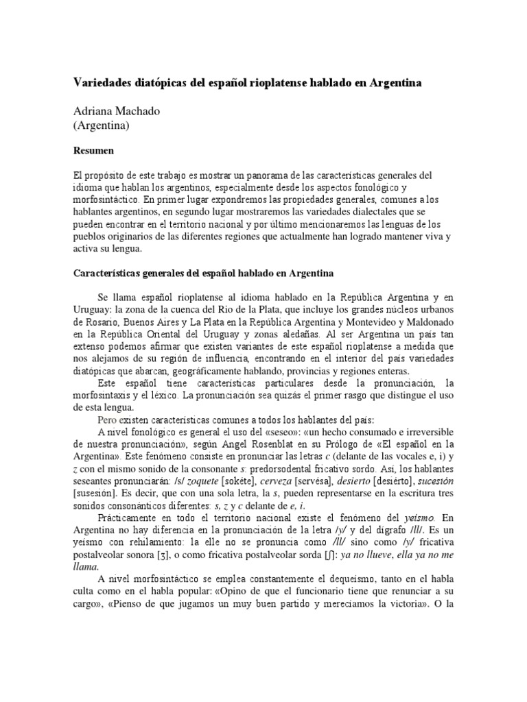 Español Rioplatense | PDF | Lengua española | Lingüística