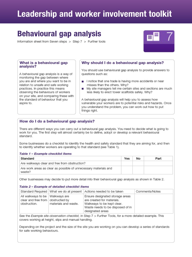 Behavioural Gap Analysis Pdf Pdf Occupational Safety And Health