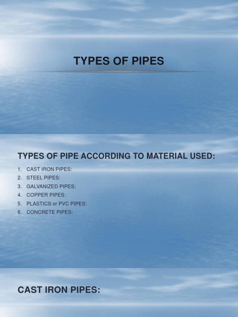 Types of Pipes | PDF | Pipe (Fluid Conveyance) | Concrete