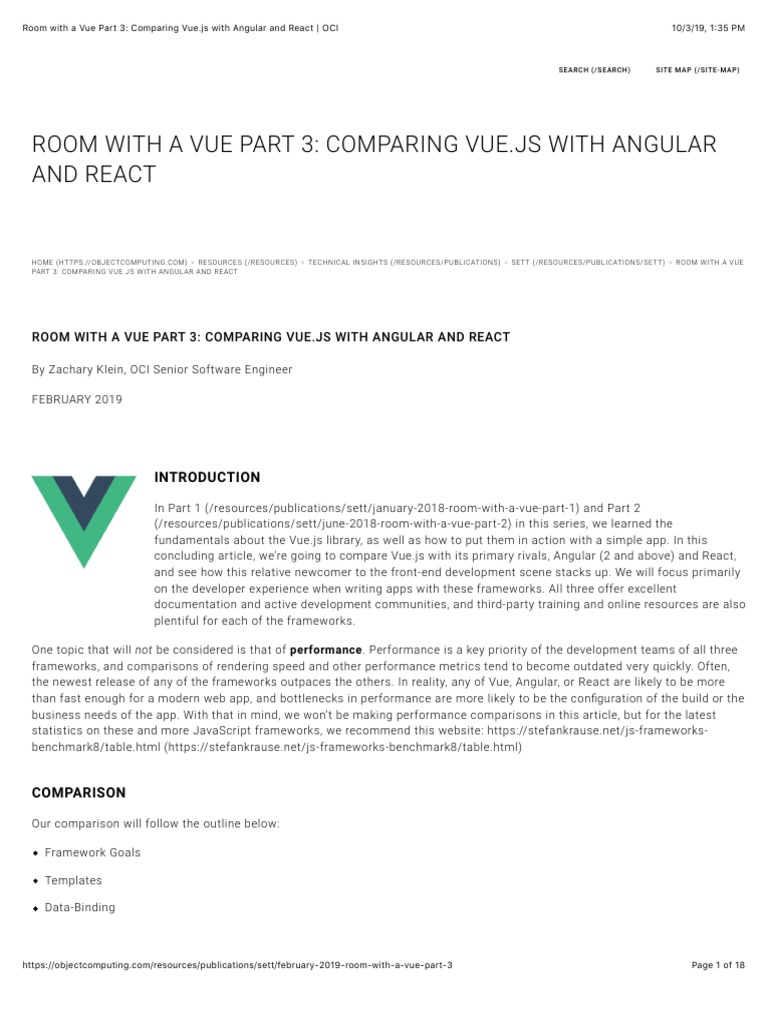 Room With A Vue Part 3 Comparing Vue Js With Angular And React Oci Download Free Pdf