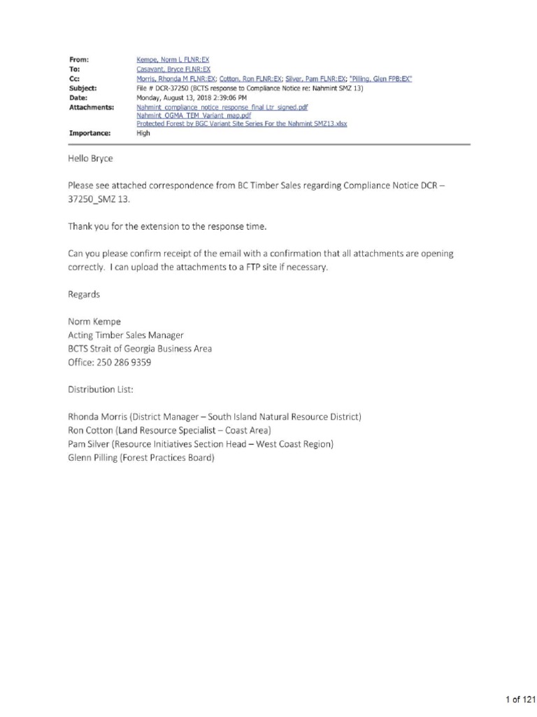 BC Timber Sales FOI Released To Ancient Forest Alliance Part 1 | PDF