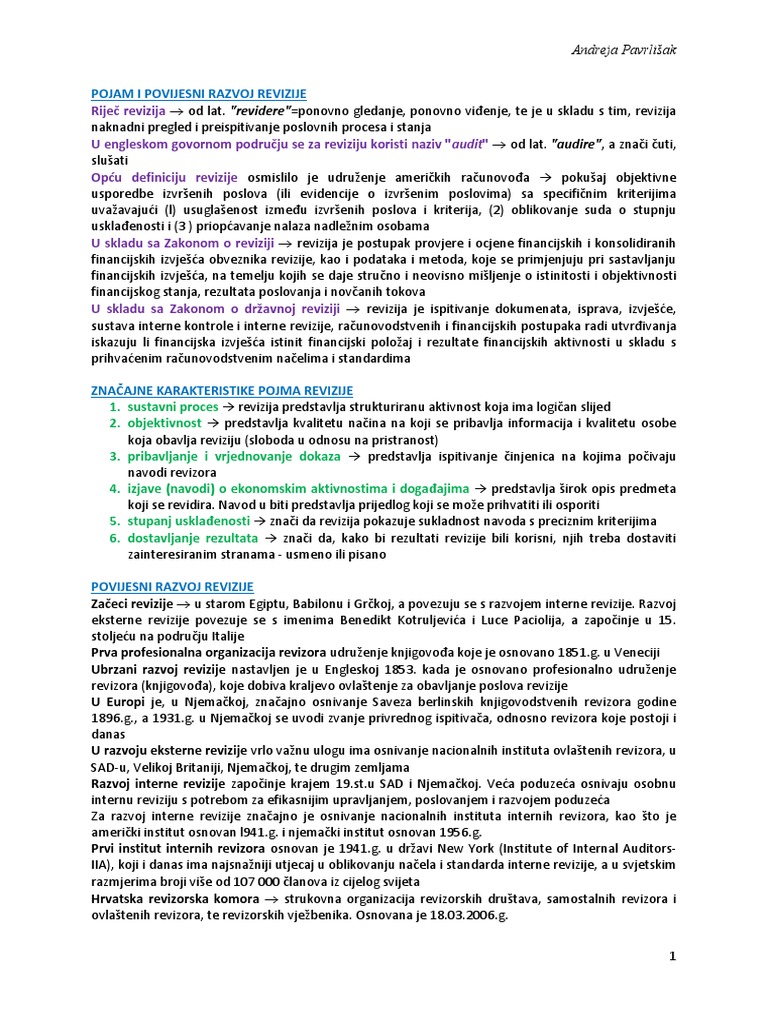 Revizija - Skripta | PDF